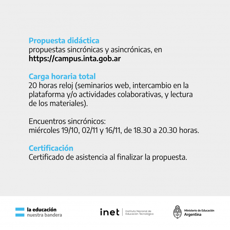 El INET y el INTA se unen para capacitar a docentes de escuelas ...